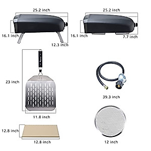 MasterPRO Outdoor Pizza Oven Perfect for 12" Neapolitan Pizzas, Includes 5-Piece Set, Gas, Black