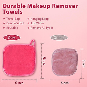 Makeup Remover Cloth, 6" x 6" Make Up Towels Reusable Face Cloth for Washing Face, Makeup Remover Pads Microfiber Face Washcloth with Mesh Bag, Just Water, Eco-friendly, 12 Pack