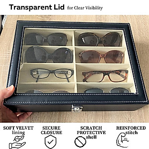 Evelots Eyeglass and Sunglasses Storage Organizer for Multiple Glasses, Closet Display Tray for Eyewear, Watches, and Jewelry - No-Scratch Storage Holder for Nightstand or Dresser