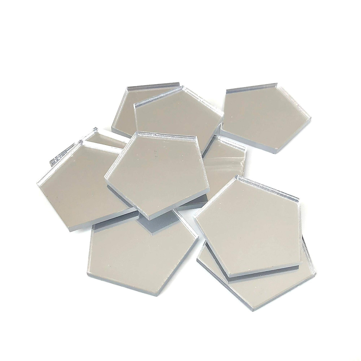 Super Cool Creations Pentagon Shaped Crafting Mirrors, Set of 10, Many Colours, Shatterproof Acrylic, Red, Pack of 10 x 3cm