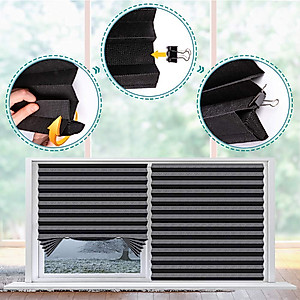 SEEYE Blackout Temporary Blinds Cordless Shades Fabric Pleated Fabric Shade Easy to Cut and Install, 48" W x 72" L - 1 Pack, Black, with 2 Clips