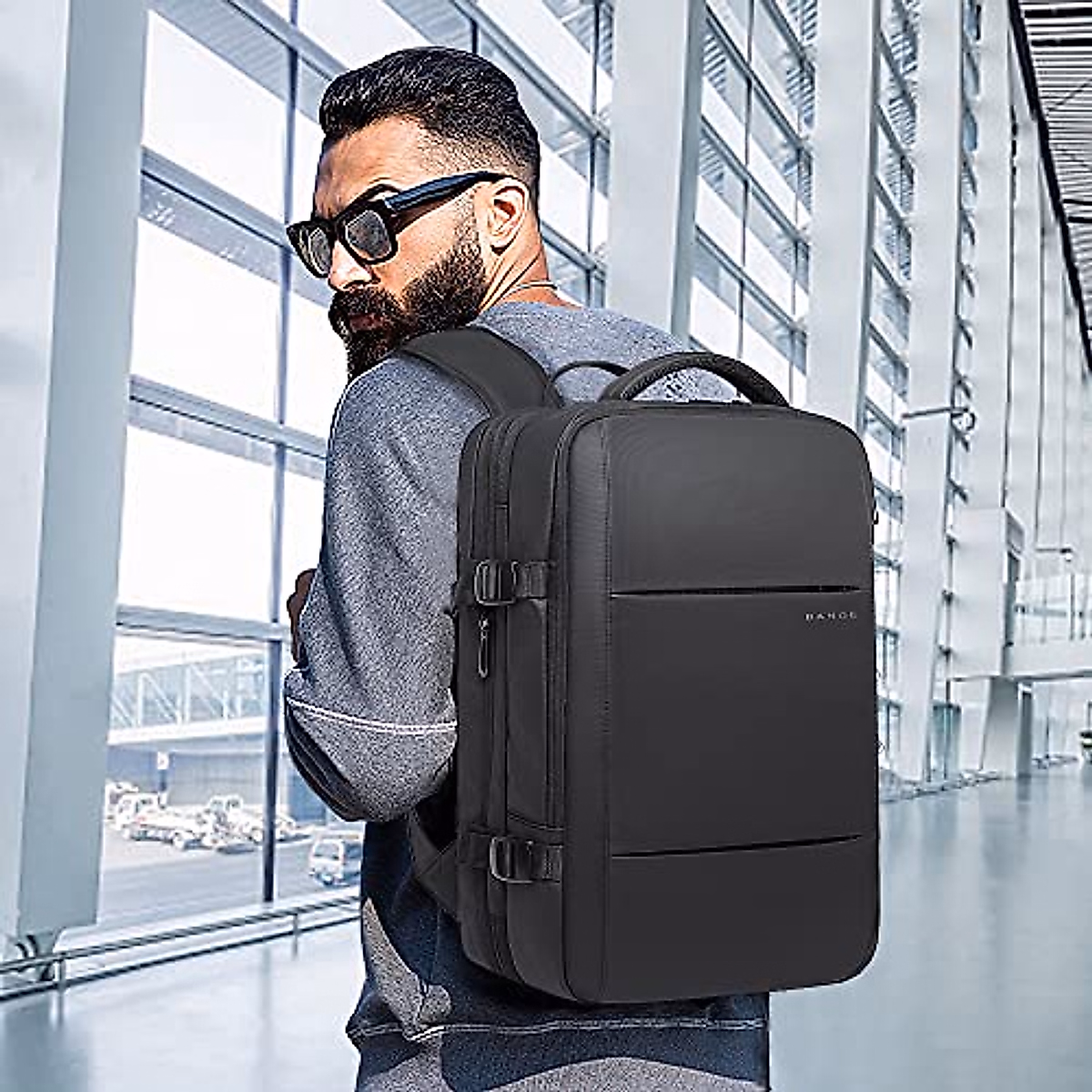 BANGE 45L Travel Backpack, Carry On Backpack Convertible Duffle Bag Fit for 17.3 Inch Laptop for Men and Women