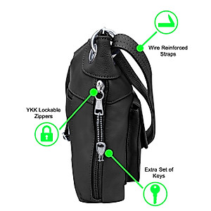 Concealed Carry Gun Purse - Twist Lock Pocket Crossbody Bag by Roma Leathers (Black)