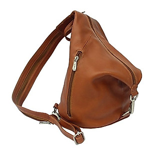 Piel Leather Three-Zip Hobo Sling, Saddle, One Size