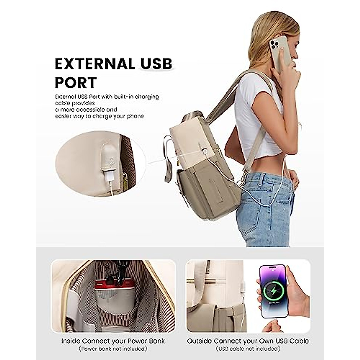 LOVEVOOK Laptop Backpack Purse for Women,15.6inch Laptop Tote Bag with USB Port,Convertible Work Backpack College Backpacks for Women,Cute Waterproof Computer Daypack for Travel