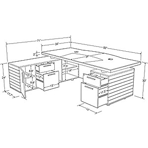 Zuri Furniture 83" Modern Kennedy Executive Dark Wood Desk with Left Return