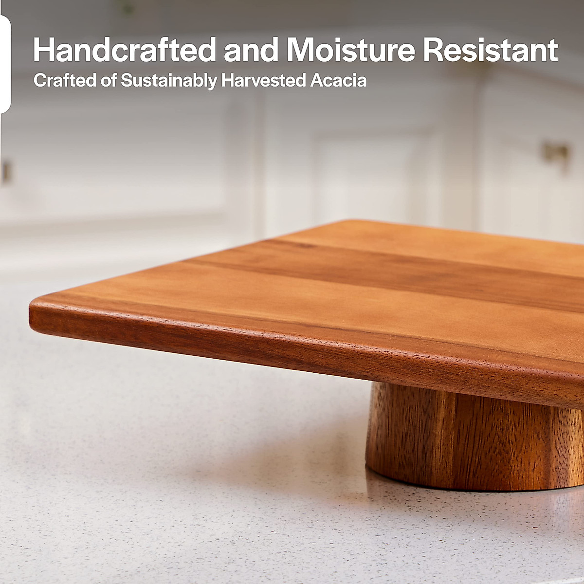 Villa Acacia Cake Stand - 16.75 x 12.75 inch Rustic Wood Table Stands for Decorating and Serving - Wooden Pedestal for Cupcake, Dessert, Fruit, Wedding & Birthday Parties - Rectangle