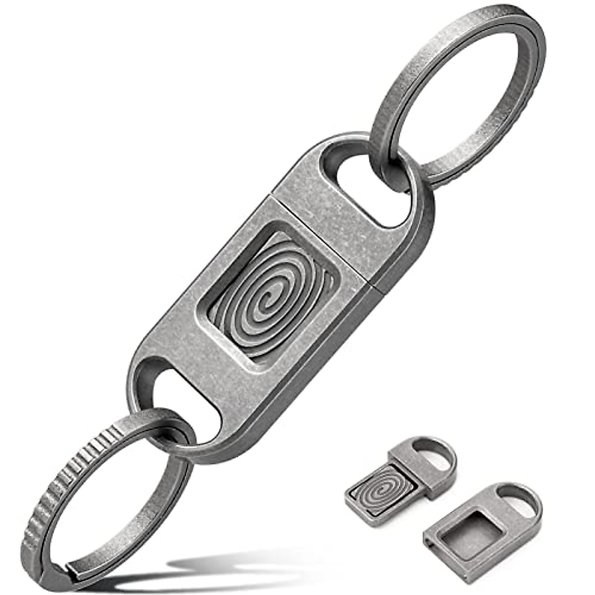 TISUR Quick Release Keychain,Titanium EDC Pull Apart Key Chain,Detachable Carabiner Keychain with 2pcs Titanium Key Rings