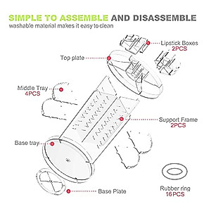 AMEITECH Makeup Organizer, 360 Degree Rotating Adjustable Cosmetic Storage Display Case with 8 Layers Large Capacity, Fits Jewelry, Makeup Brushes, Lipsticks and More, Clear Transparent