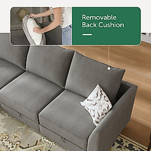 HONBAY Modular Sectional Sleeper Sofa with Storage 6 Piece Modular Sectional Couch Reversible Sleeper Sectional Couch for Living Room, Grey