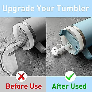 Silicone Spill Proof Stopper Set of 3 for Stanley Quencher H2.0 Flowstate Tumbler 40oz 30oz, 2 Pcs Could Straw Cover Cap + 2 Pcs Square Spill Stopper + 2 Pcs Round Leak Stopper