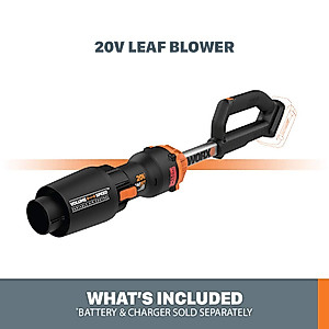 WORX Nitro WG543.9 20V Leaf Blower Cordless with Battery and Charger, Blowers for Lawn Care Only 3.8 Lbs., Cordless Leaf Blower Brushless Motor– Tool Only