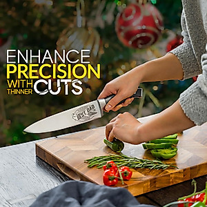 Birthday Gift BEST DAD - Premium Chef Knife Gift - 8 in. Stainless Carbon Steel Kitchen Knive w/Pakka Wood Handle - Father's Day, Christmas, Housewarming, Anniversary, Holiday Gifts by CutLinx