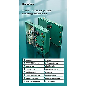 X6 Handheld Game Console, Retro Game Console Built-in 32GB 10000+ Classic Games, 3.5-inch OCA IPS Screen, Dual 3D Joystick, 11 Emulators, Handheld Gaming Console Support TV Output,Green