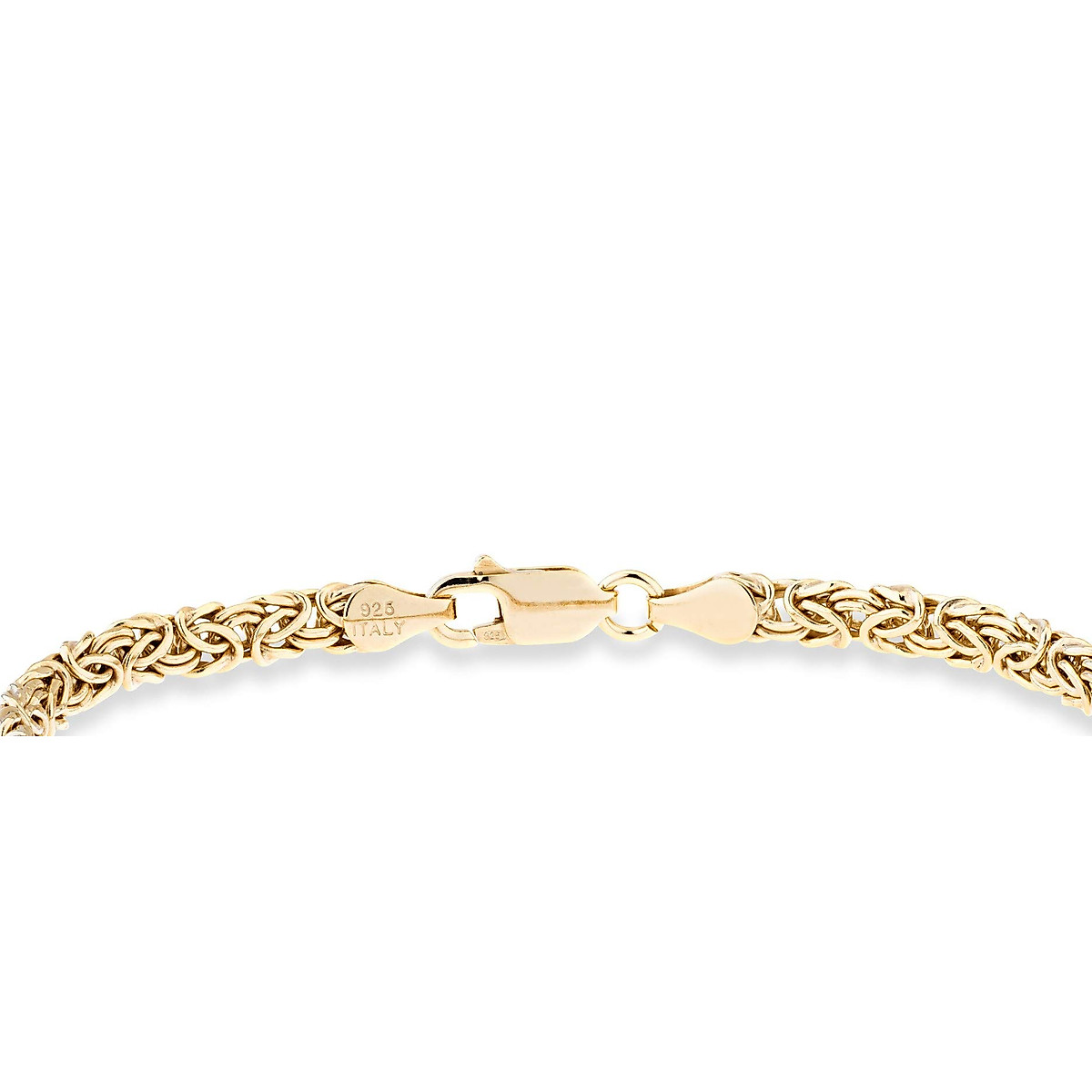 Miabella Italian 18K Gold Over Silver 4mm Flat Byzantine Link Chain Bracelet for Women, 925 Italy, 925 Italy (Length 7 Inches (Small))