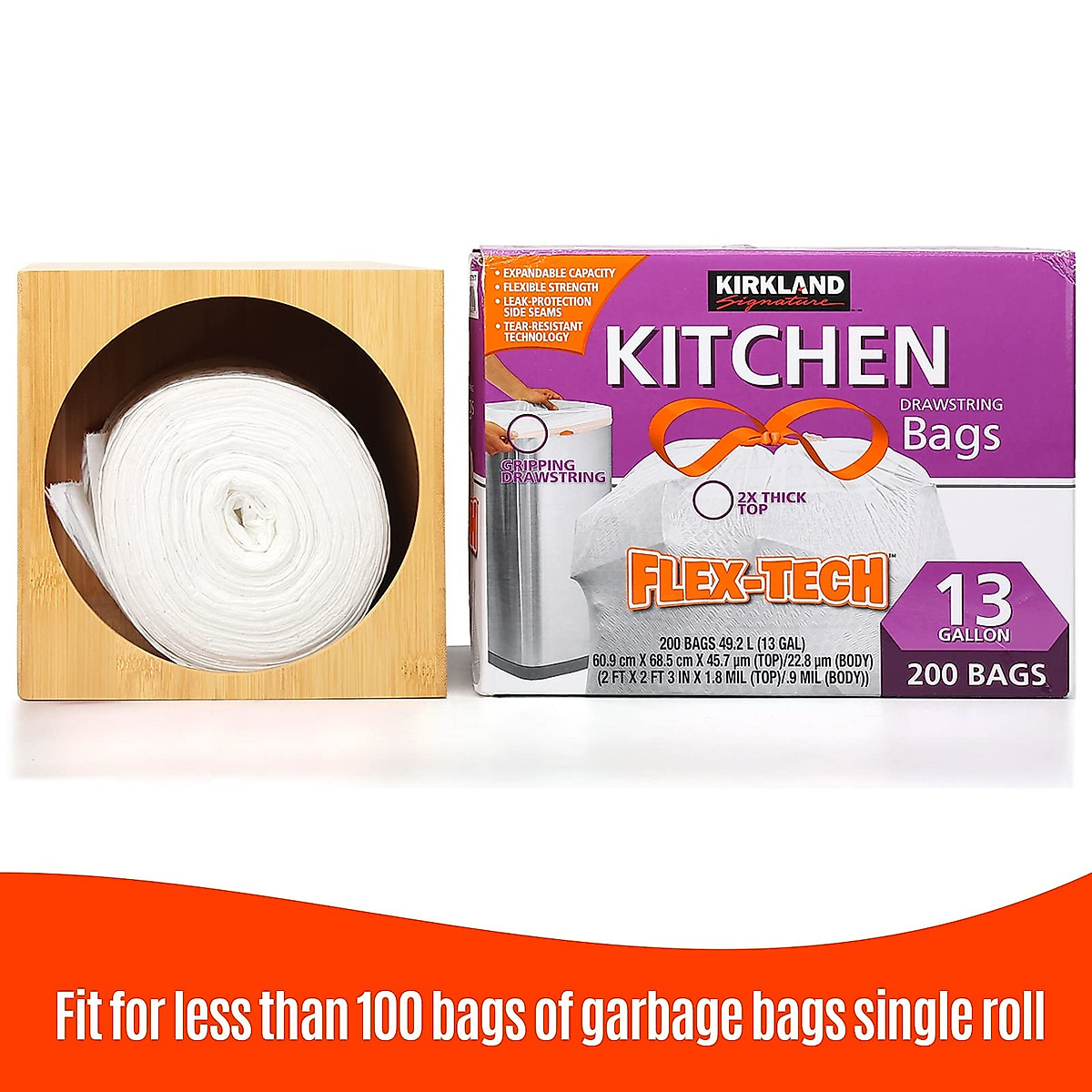 Libreshine Extra Large Trash Bag Organizer for Kitchen, Garbage Bag Dispenser Roll Holder Under Sink, Bamboo Trash Bag Dispenser Wall Mount(Large)