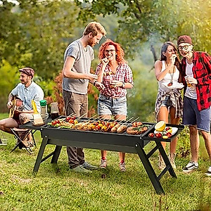 WACTO Portable Charcoal Grill, Flat Top Propane Gas Grills, Compact Foldable BBQ Grill, Heavy Duty Steel, Mini Smoker for Travel, Outdoor Cooking, Barbecue Camping, Picnic, Patio - Black
