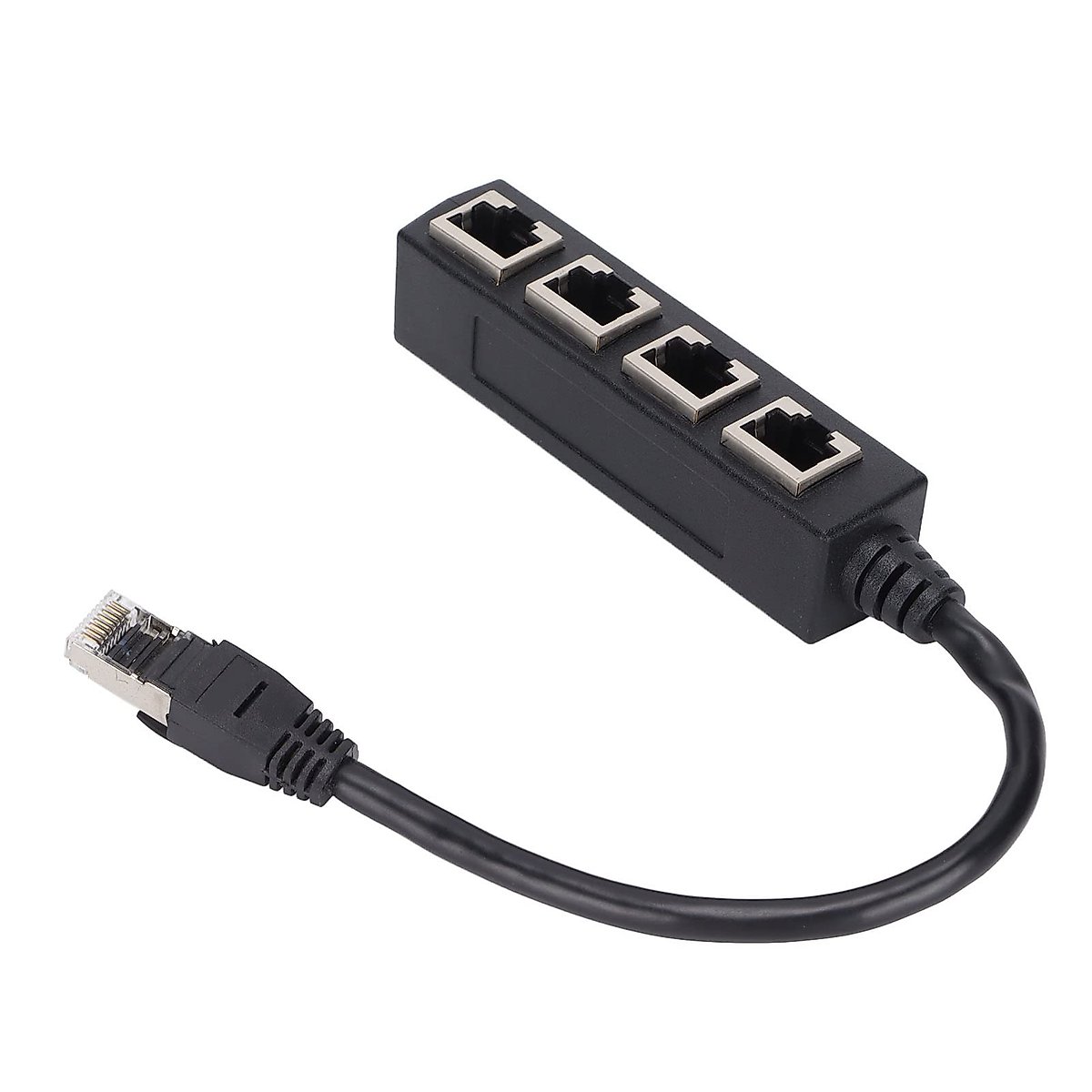 Zhiyavex RJ45 Splitter Adapter,1 to 4 Port Smooth Transmission Excellent Connection Network Cable Adapter,PCB Board Ethernet Adapter for All Networks, Homes and Offices, Broadband Connections, black