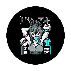 Aesthetic Vaporwave Waifu Anime Mask Girl PopSockets Swappable PopGrip