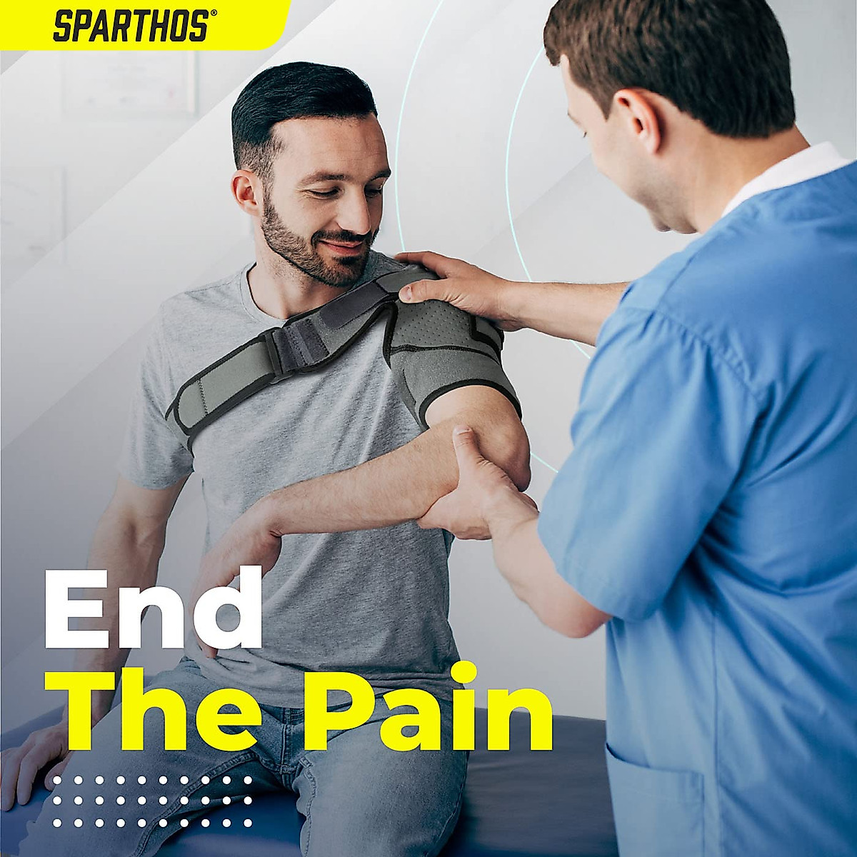 Sparthos Shoulder Brace - Support and Compression Sleeve for Torn Rotator Cuff, AC Joint Pain Relief - Arm Immobilizer Wrap, Ice Pack Pocket, Stability Strap, Dislocated Sholder - for Men and Women