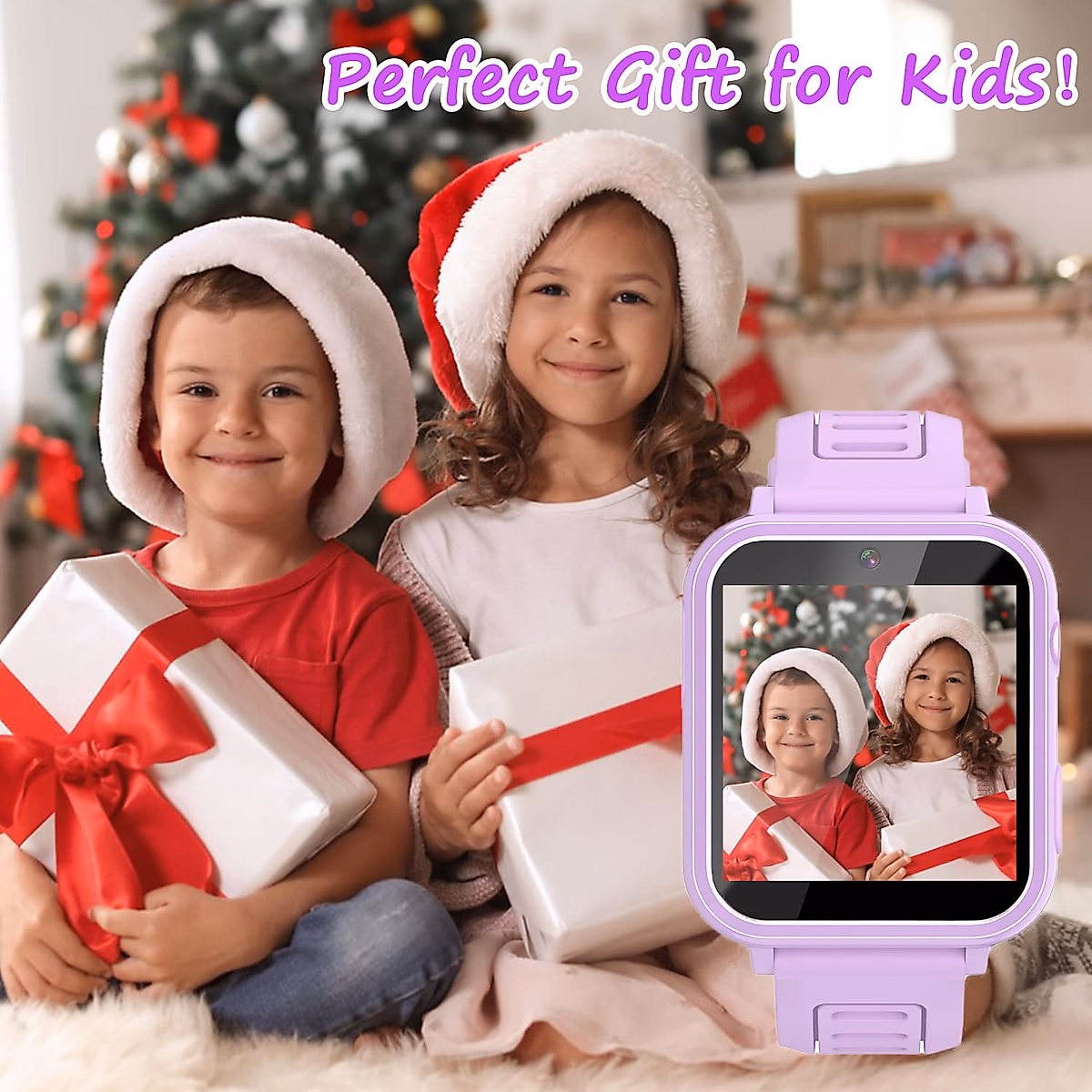 Kids Smart Watch Girls Gifts for Age 5-12, 24 Puzzle Games HD Touch Screen Watches with Video Camera Music Player Pedometer Flashlight 12/24 hr Birthday Gift 6 7 8 Year Old Girl