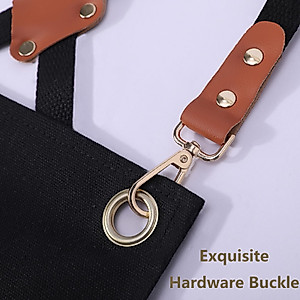 AFUN Chef Aprons for Women Men with Large Pockets, Cotton Canvas Cross Back Water Repellent Work Apron, Size M to XXL (Black)