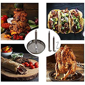 Al Pastor Skewer for Grill, 7.5'' and 10'' Skewers, 10"x10" and 1.40 depth Stainless Steel Base Plate,Vertical Skewer,Bbq Vertical Skewer,Trompo Para Tacos Al Pastor,Vertical Rotisserie,Vertical Spit