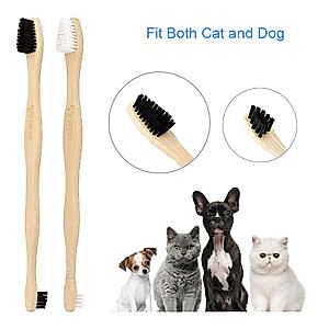 ECOETBOO Dog Toothbrush 6 Pack, Pet Cat Bamboo Toothbrushes, Double-Sided Small and Large Head Toothbrush for Dogs Cats, Biodegradable Eco-Friendly Dog Tooth Brushing Kit