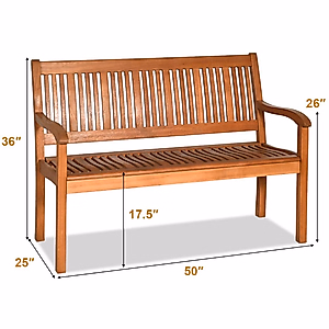 LDAILY Moccha Wood Outdoor Bench, Multi-use, Sturdy and Durable, Easy Assembly, Natural Teak Material, Ideal for Garden, Patio, Porch