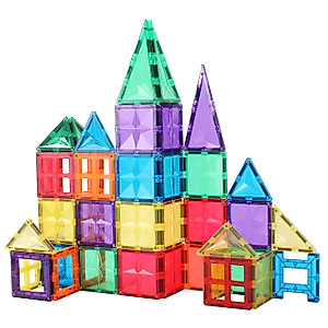 Magnetic Tiles with star shape for Kids, Educational 3D Magnet Building Blocks Set, STEM Preschool Toys for Children Creative Toy Magnets in Various Tile Shapes, Inspirational Learning Best Gift 3-8