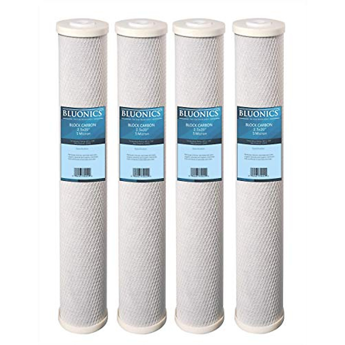 Bluonics 20" x 2.5" CTO Carbon Block Water Filter 4 ( 5 micron ) Whole House Cartridges