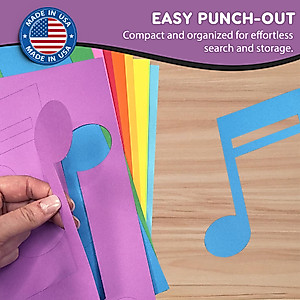 70pcs Colorful Music Notes Cutouts Musical Party Decorations in 7 Designs, US Made Card Stock Easy Punch Out, Music Concert, 50s Rock & Roll Party, Musical Play, Bulletin Board, Music Themed Crafts