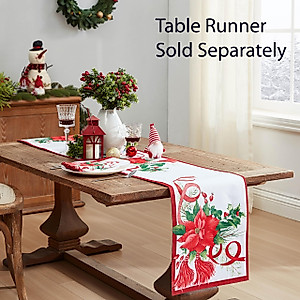 Home Bargains Plus Holiday Tassels Provence Christmas Fabric Tablecloth, French Country Holiday Poinsettia Garland Stain Resistant Easy Care Xmas Tablecloth, 60 Inch x 144 Inch Oblong/Rectangle