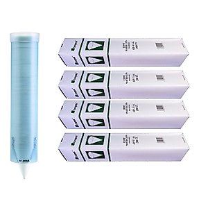 MC Distributors Cone Cup & Dispenser Bundle - Genpak Compostable 4.5 oz. Paper Cone Water Cup 4-Pack & San Jamar C3165FBL Wall Mount Dispenser Tube