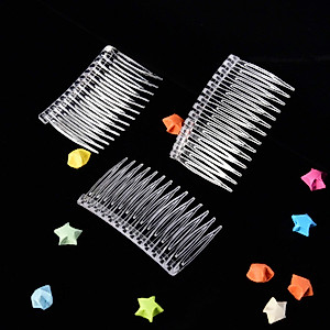 Pangda 10 Pieces Clear Hair Combs Women Hair Clip Combs 14 Teeth Plastic Bridal Wedding Veil Combs for Girl Fine Hair Styling Accessories