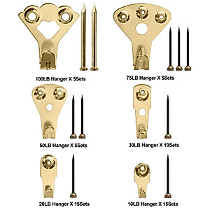 130Pcs Picture Hangers, Defabee Premium Photo Frame Hooks Kit, Heavy Duty Picture Photo Picture Hanging with Nails for Wall Mounting, Picture Wall Hangers Holds 10-100 lbs