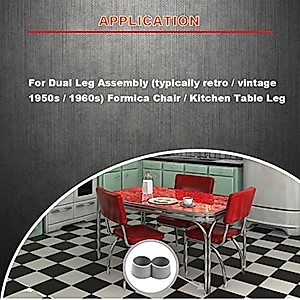 gtpartes Set 4 Double 1" Chair Table Leg Caps 50s Diner Kitchen Table Tip Siamese Slide