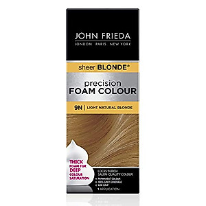 John Frieda Blonde Permanent Precision Foam Hair Color, Blonde Hair Dye, 9N Light Natural Blonde Hair Color Kit, 1 Application