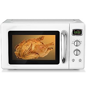 MAT EXPERT 0.9 Cu.ft Compact Microwave Oven, Digital Timing & 5 Micro Power, 25L Small Microwave w/Glass Turntable & 6 Preset Buttons, Delayed Start Function, 900W Mini Microwave w/Child Lock (White)