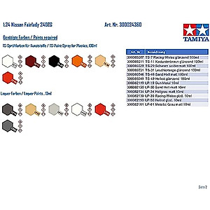 Tamiya 24360-000 24360 1:24 Nissan Fairlady 240ZG Faithful Replica, Model Making, Plastic kit, Crafts, Hobby, Model kit, Assembly, unpainted