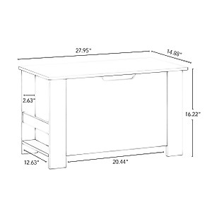 RiverRidge Book Nook Kids Toy Box with Side Bookracks Modern White Toy Organizer Kids Room Storage Organizer