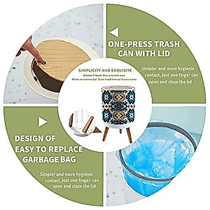 Trash Can with Lid Bandana Print Seamless with Paisley Ornament Silk Neck Scarf or Wood Small Garbage Bin Waste Bin for Kitchen Bathroom Bedroom Press Cover Wastebasket 7L/1.8 Gallon