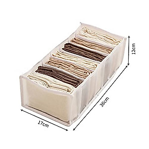 2PCS Clothes Organizer（7 Grids）Drawer Dividers for Clothes - Foldable Grid Storage Box with Multiple Layers