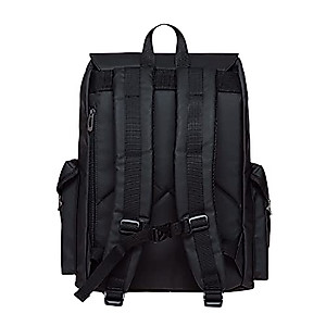 KAUKKO Vintage Casual polyster and Leather Rucksack Backpack(03-LEATHER BLACK)