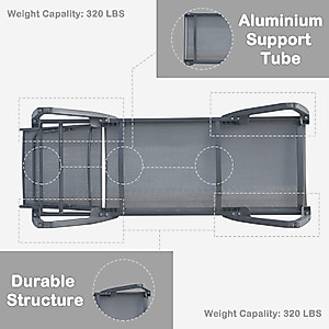 Domi Outdoor Chaise Lounge Set of 2,Pool Lounge Chair,Aluminum Sling Lounge Chairs for Outside with 5 Adjust able Positions (2 Grey Lounges W/O Table)
