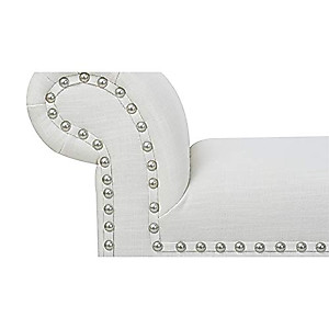 Jennifer Taylor Home Kathy Roll Arm Entryway Accent Bench, Bright White Polyester