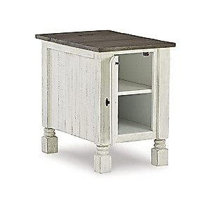 Signature Design by Ashley Havalance French Country Chair Side End Table, White & Gray