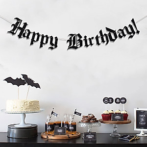 Gothic Letter Happy Birthday Banner - Old English Birthday Banner - Funeral Birthday Banner for 20th 30th 40th Birthday (Happy Birthday)