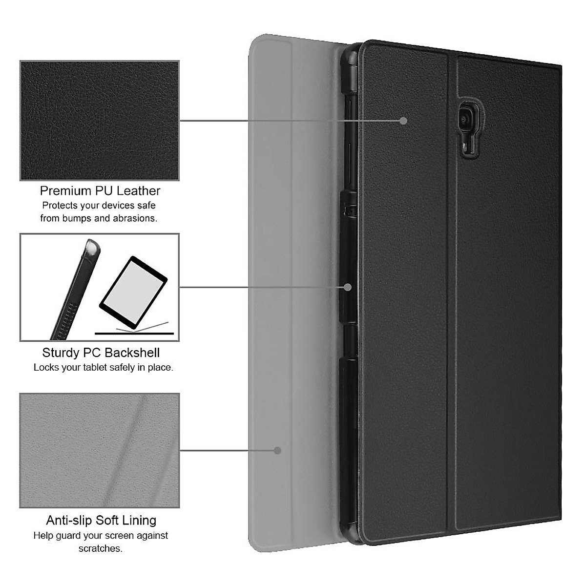 Fintie Keyboard Case for Samsung Galaxy Tab A 10.5 2018 Model SM-T590/T595/T597, Slim Shell Lightweight Stand Cover with Detachable Wireless Bluetooth Keyboard, Black