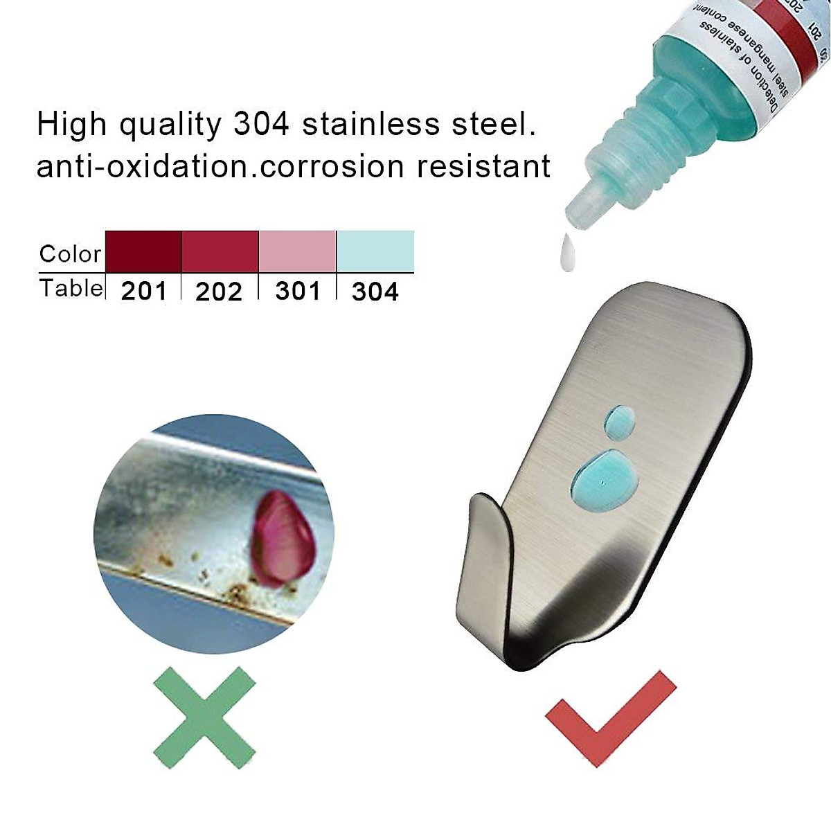 mxtechnic Self Adhesive Hook Stick on Wall 304 Stainless Steel Polished Hanging Clothes Coat Hat Hooks and Strong Heavy Duty Metal Super Power Hooks Storage Organizer (20 Pack) (Hooks-20)